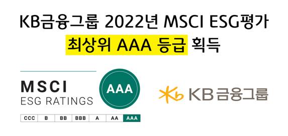 KB금융, MSCI ESG평가 국내 금융 유일 'AAA'